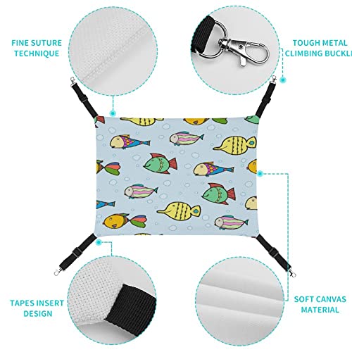 Color Fish Pet Hammock Bed Guinea Pig Cage Hammock Small Animal Hanging Bed for Ferret, Chinchilla, Puppy and Other Small Animals