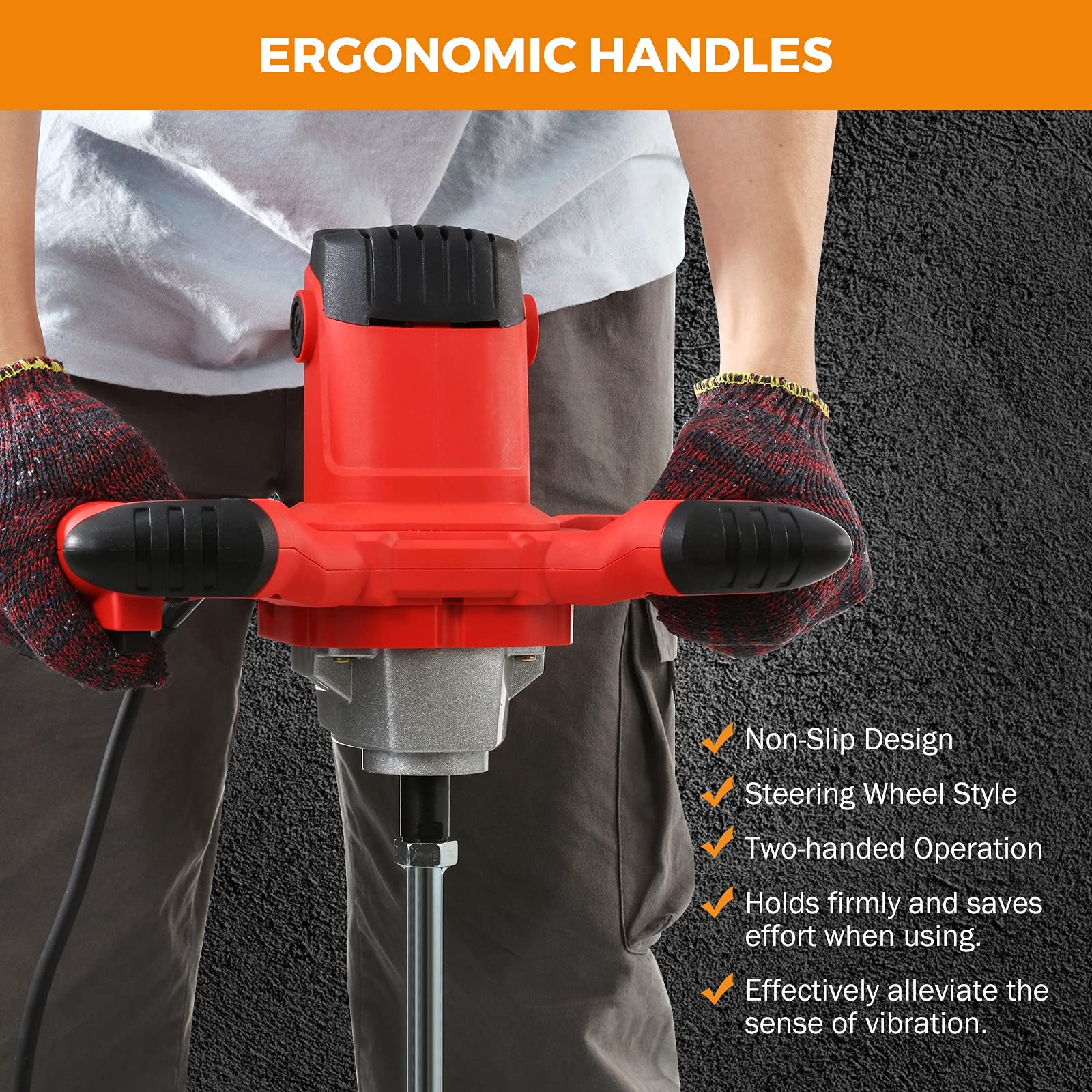 BEAMNOVA Electric Handheld Cement Mixer 2100W Concrete Mixer Machine Industrial Portable Hand Paint Stirrer for Mixing Feed, Oil Paint, Resins