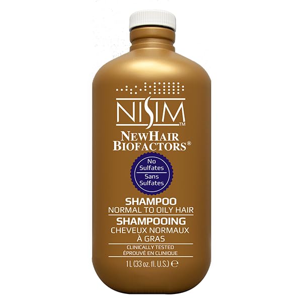 NISIM NewHair BioFactors Shampoo for Normal To Oily Hair - Deep Cleaning Shampoo That Controls Excessive Hair Loss (33 Ounce / 1000 Milliliter)