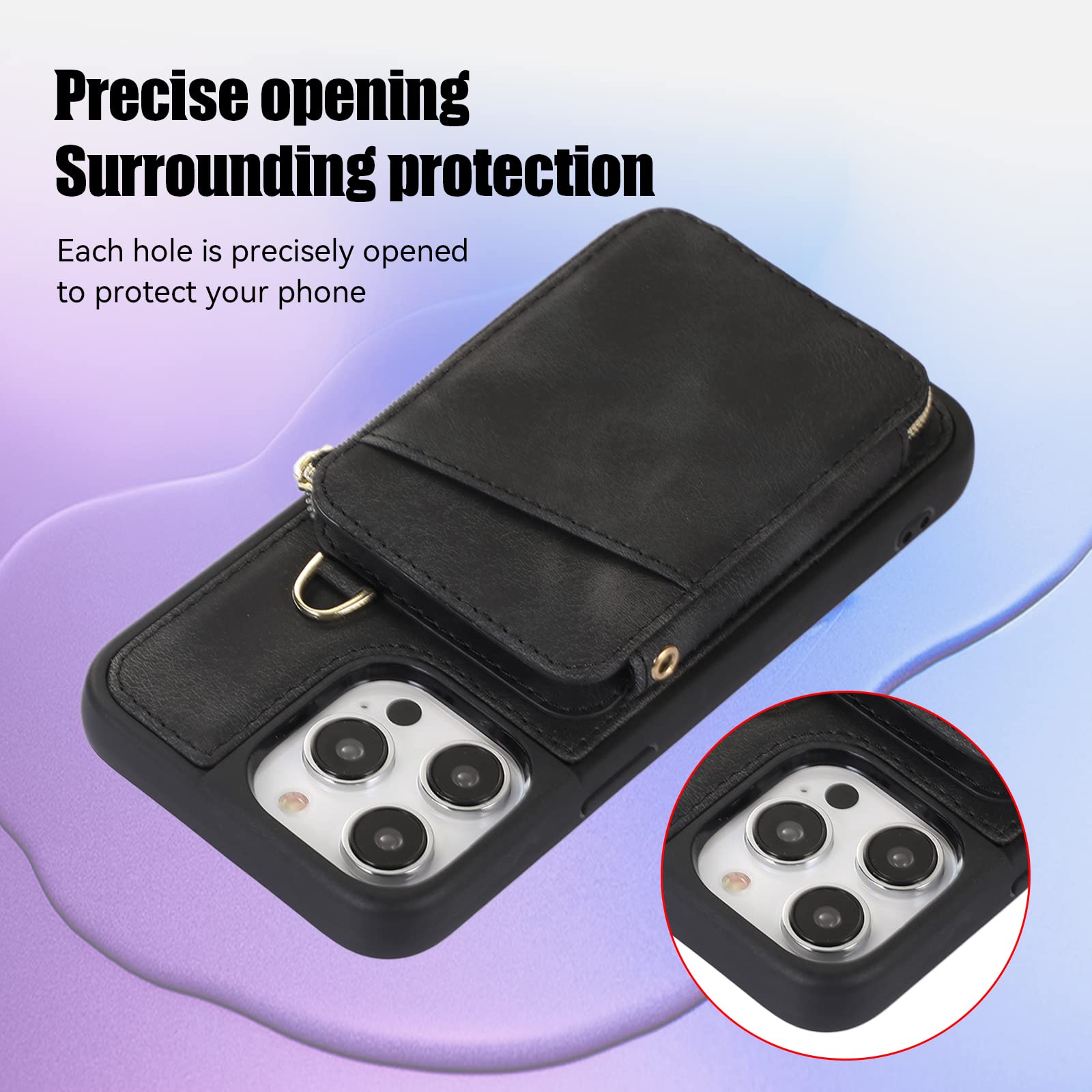 Asuwish Phone Case for iPhone 14 Pro Max 6.7 inch Wallet Cover with Screen Protector and Zipper Card Holder Stand Cell Accessories iPhone14promax 5G i Phone14Max Plus iPhone14 ProMax Women Men Black