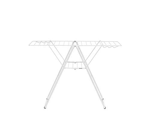 Brabantia HangOn Laundry Drying Rack (20m / Fresh White) Compact, Foldaway, Adjustable Indoor Stainless Steel Clothes Horse