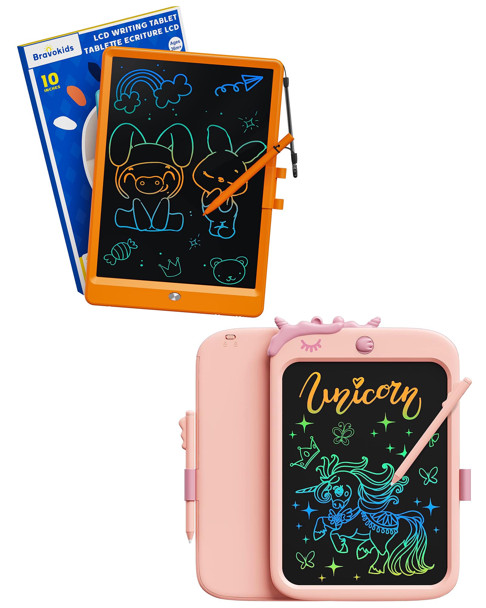 bravokids Toys for 3+ Year Old Girls, Unicorn Girl Gifts, 10 Inch LCD Writing Tablet Doodle Board Educational Learning Toys Birthday Gifts for 3 4 5 6 7 8 Year Old Kids