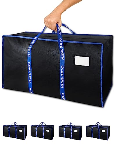Clothing Storage Bags with Zipper - 4 Pack of Heavy Duty Moving Bags Extra Large - Dorm Storage Moving Tote Bag - Packing Bags for Moving Dorm Room Essentials, Pillows, Bedding & Blankets