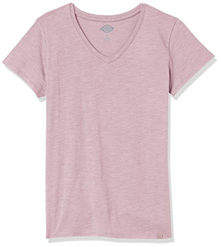 Dickies Women's Short Sleeve V-Neck T-Shirt, Mauve Shadows, XL