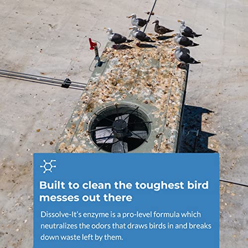 Bird Barrier Dissolve-It Max Enzyme Cleaner - Mix with Water β Bird Dropping Cleaner - Dissolves Waste β Treat Affected Areas Before Installing Bird Control Products - Bird Cage Cleaner - 1 Pint Makes 1/2 Gallon