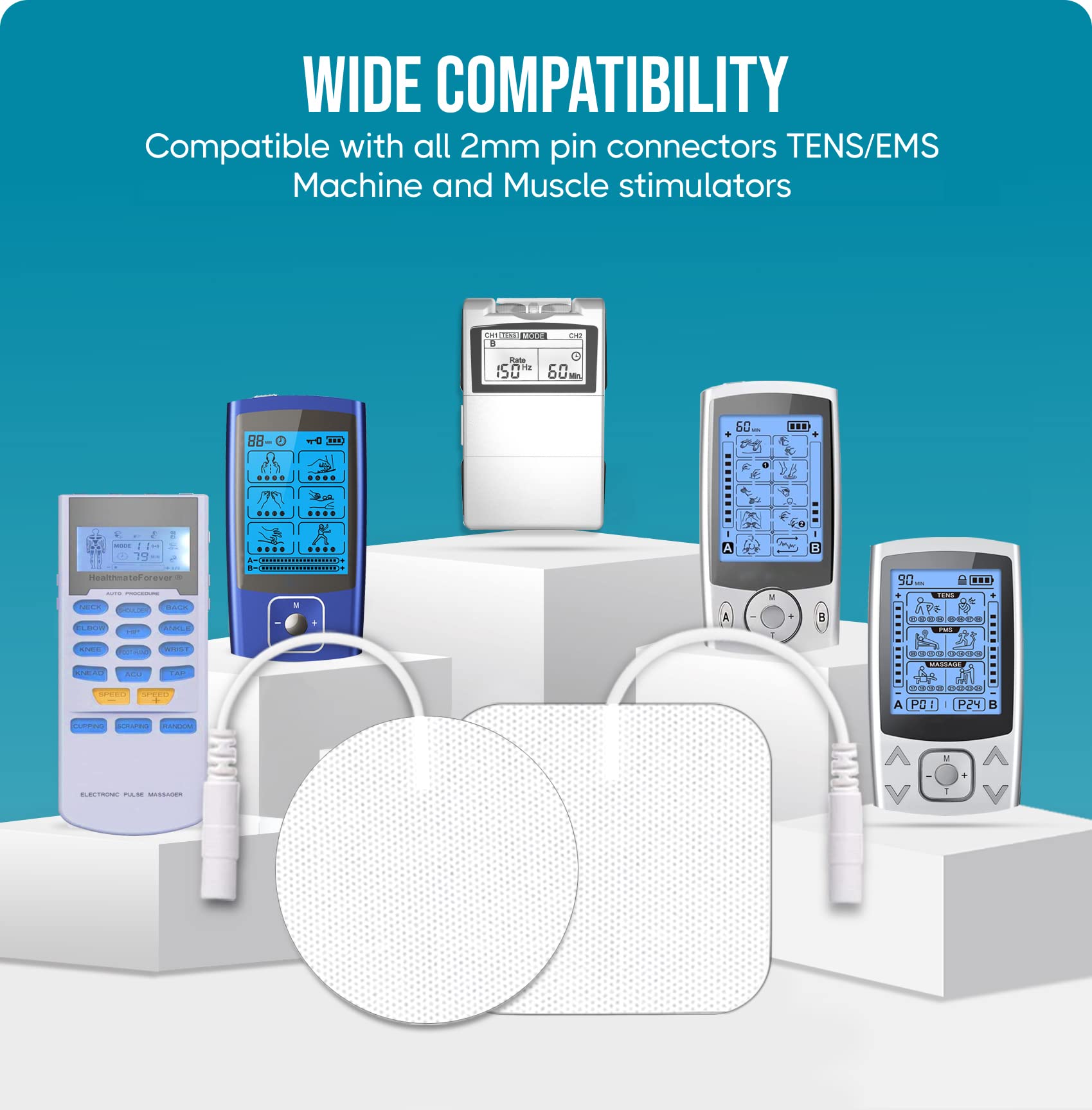 TENS Unit Replacement Pads, Combination 20 PCS Multiple Sizes Electrodes TENS Unit Pads, SM Electrode Patches(pin-in), Latex-Free Self-Adhesive TENS Pads for TENS/EMS Muscle Stimulation Machine