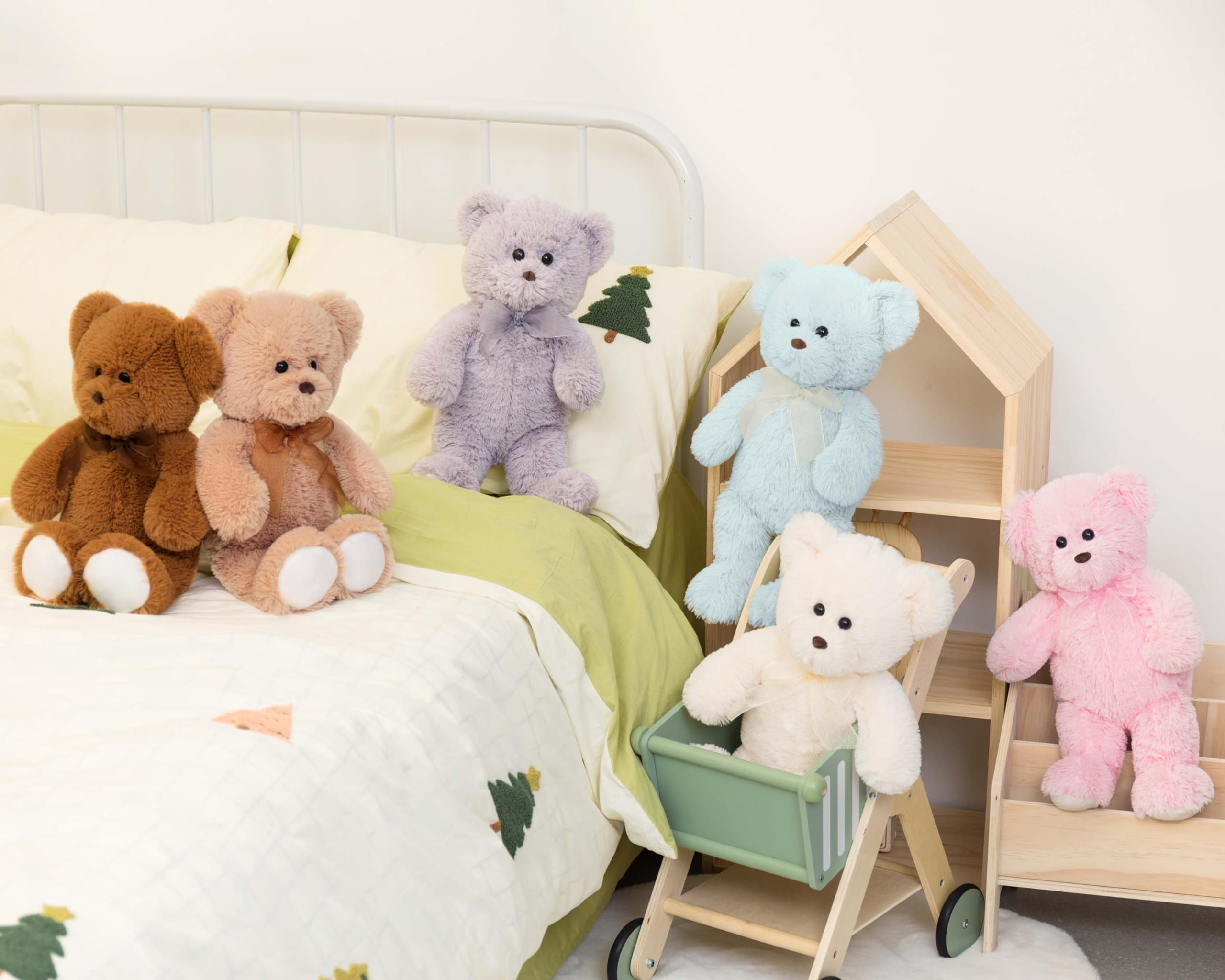 MaoGoLan Teddy Bear Stuffed Animal, 2 Pack Brown and White Bear Plush for Baby Shower, Soft Teddy for Boys Girls, 18 Inch Bear Plushies Toy for Birthday Gift