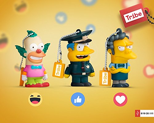 Tribe FD003413 The Simpsons Springfield Pendrive Figure 8 GB Funny USB Flash Drive 2.0 Memory Stick Data Storage, Keyholder Key Ring, Chief Wiggum, Blue