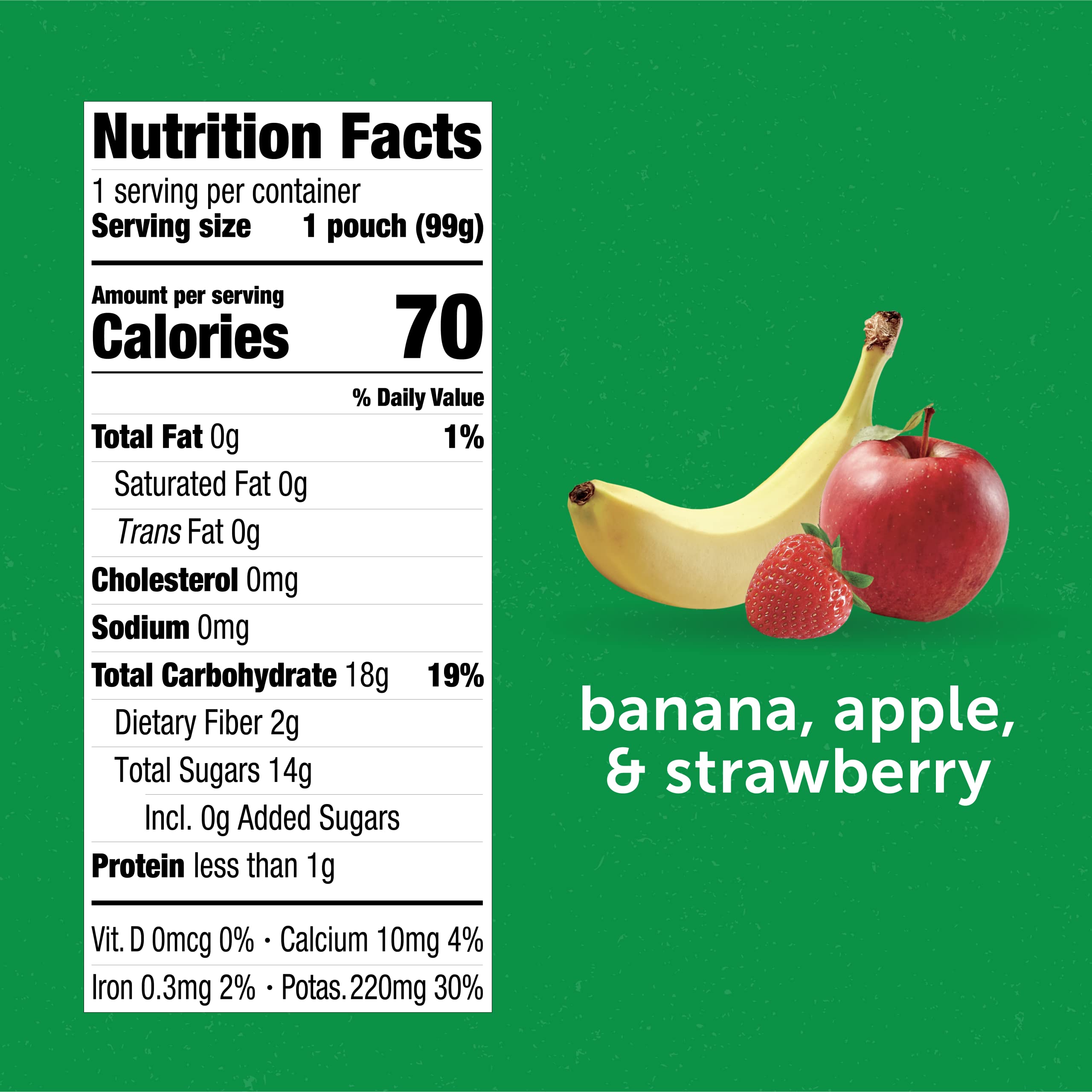 Beech-Nut Baby Food Pouches, Banana Apple Strawberry Fruit Puree, 3.5 oz (18 Pack)