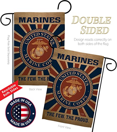 Breeze Decor Marine Corps Garden Flag Set Mailbox Hanger Armed Forces USMC Semper Fi United State American Military Veteran Retire Official House Banner Small Yard Gift Double-Sided, Made in USA