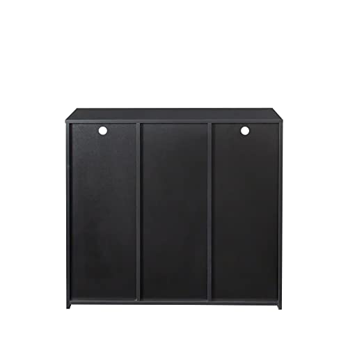 BUTURCAR Kitchen Buffet Storage Cabinet, Modern Dining Room Sideboard Cabinet, Hallway Living Room Display Cabinet - Black High Gloss Buffet Cabinet with Storage, Door, and LED Light