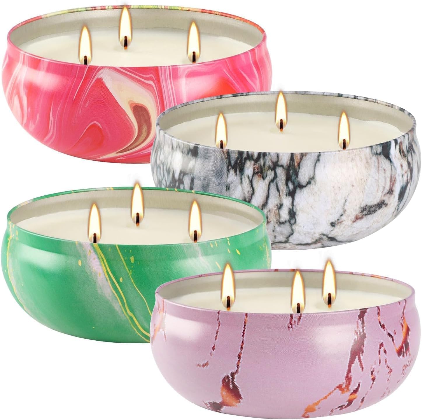 Citronella Candle Outdoor,12oz Summer Camping Large Candle for Outside Garden Backyard Balcony,30 Hour Burn,4 Pack 3 Wick