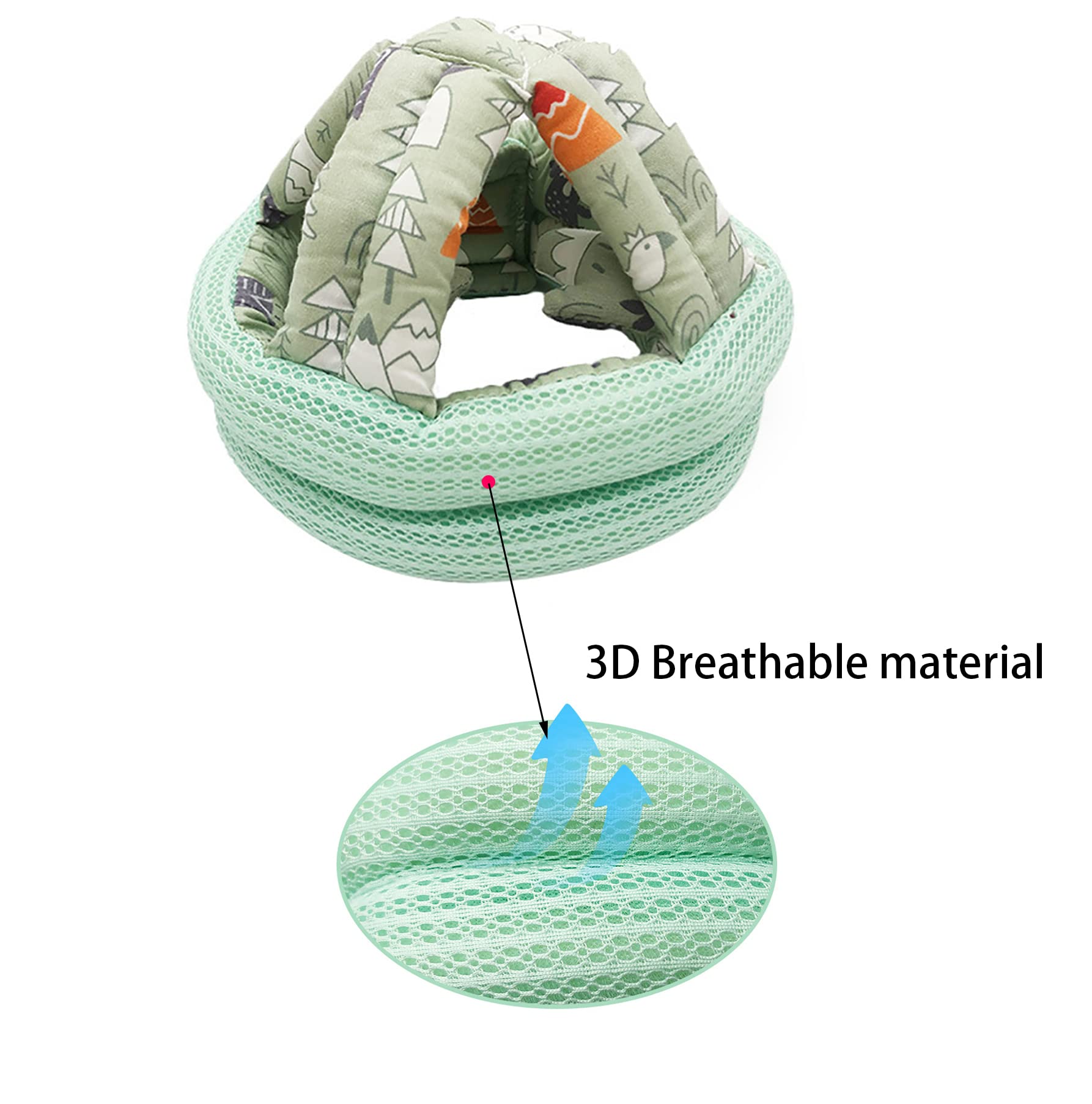 Baby Helmet Walking Head Protector for Crawling Walking Infants Adjustable Head Protector Soft Cushion Headguard for Toddler 6-12 Months Baby 1-2 Years Learning to Walk (Green)