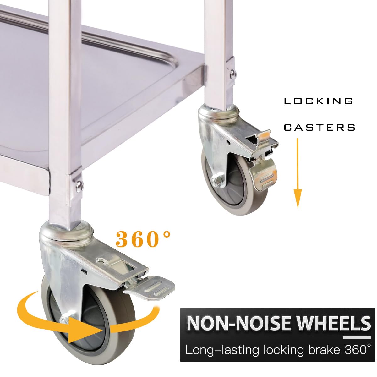 DRM 3 Tier Stainless Steel Catering Service Cart Kitchen Trolley Kitchen Cart Kitchen Car Shelf Utility with Wheels
