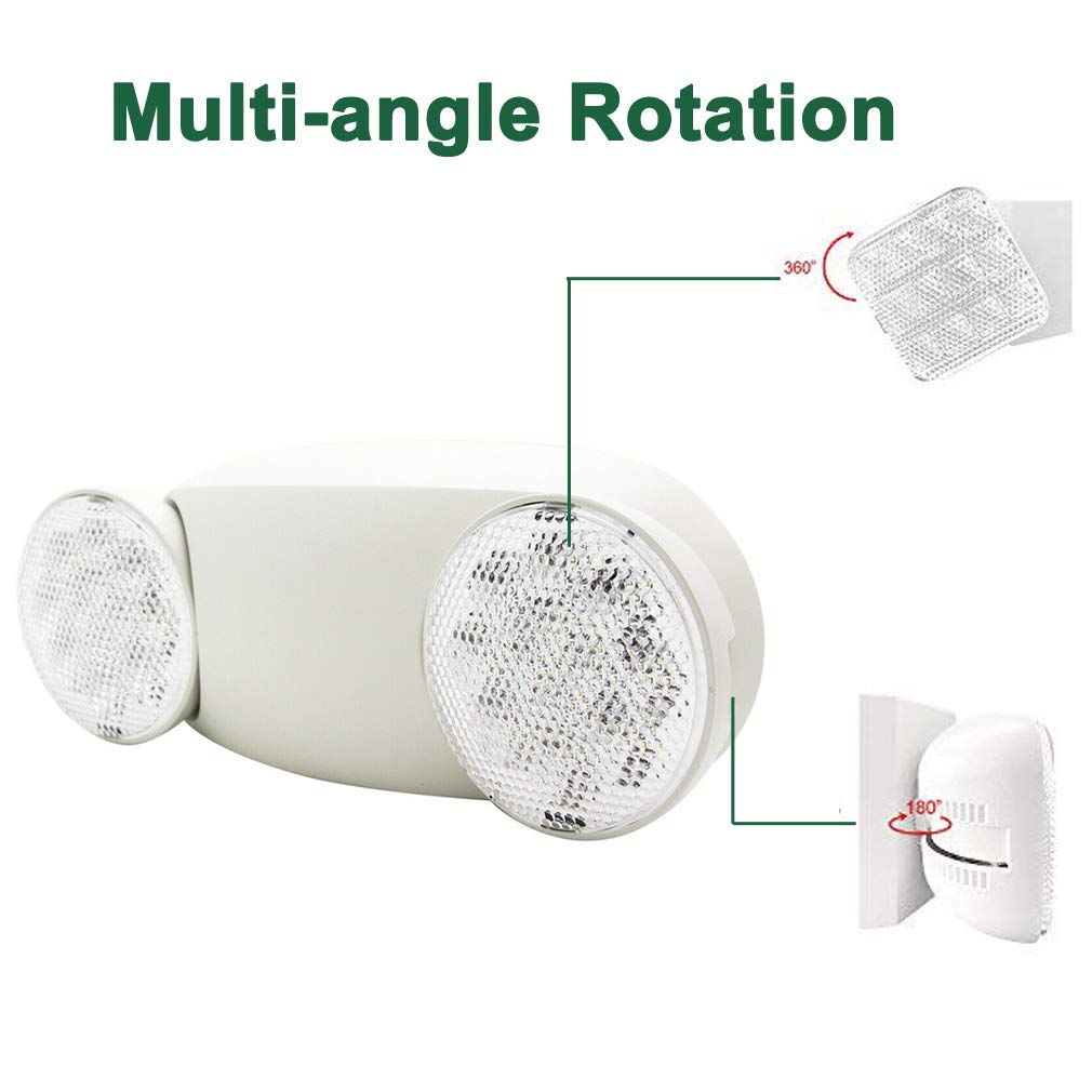 OSTEK 4 Pack LED Emergency Exit Lighting Fixtures with Two Heads, US Standard Adjustable Integrated LED Emergency Light with Battery Backup, UL 924 Qualified (4 Pack)