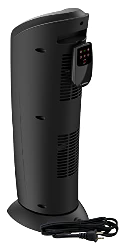 Lasko Portable Oscillating Indoor Electric Ceramic Tower Space Heater with Tip-Over Safety Switch, Overheat Protection, Timer and Remote Control, Safe for Home, 22.5 Inches,1500W, 751321, Black