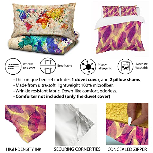DESIGN ART Designart 'Ornament Red Poppies Leaves' Traditional Duvet Cover Set Full - Queen
