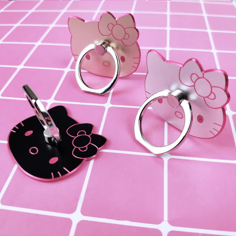 Cat Phone Ring Holder Cute Kitty 3 Pack,Fonessary Metal Finger Ring Grip Kickstand 360 Rotate for Smartphones