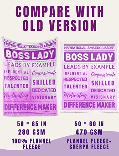 Boss Lady Gifts from Employees, Flannel Plush Blankets (50"x 60") Gift for Women on Boss Day, Birthday, Christmas, Retirement, Fuzzy Soft Bed Flannel Blankets-Difference Maker(Thick Version)
