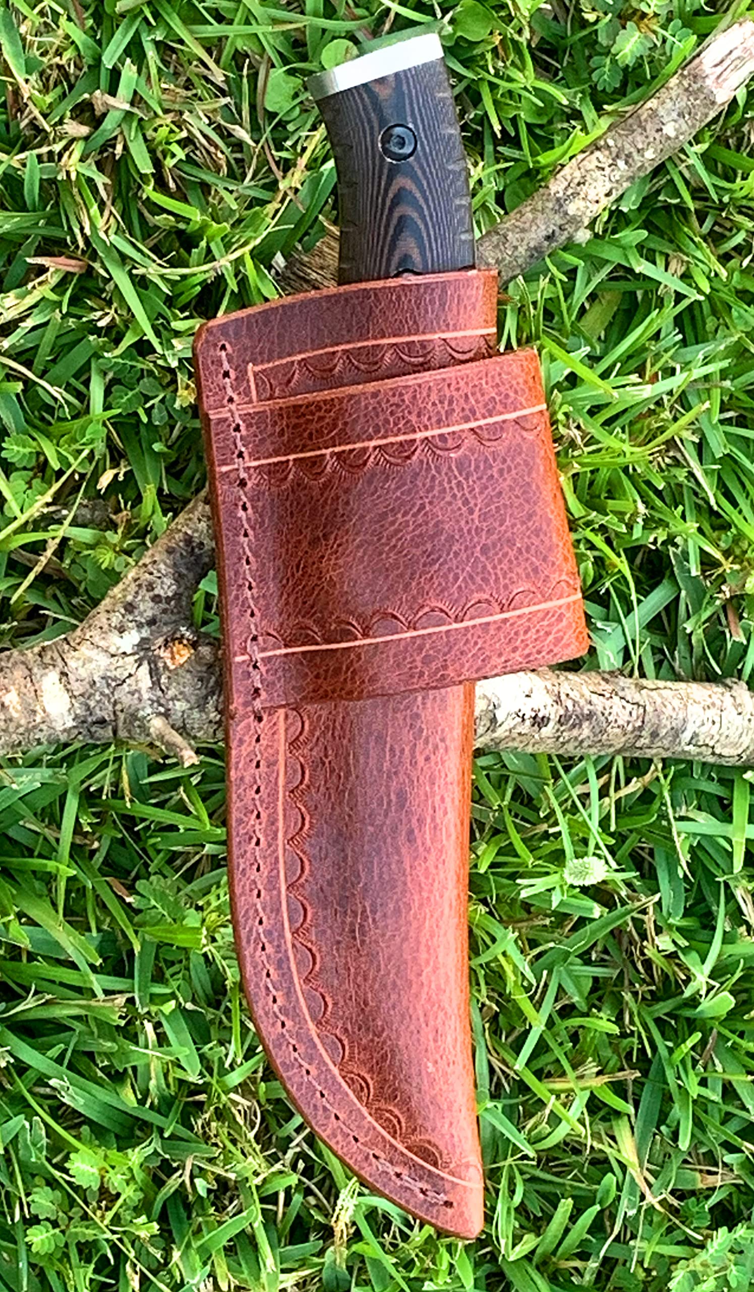 Coast Leathers Custom Handmade Leather Knife Sheath for Buck Selkirk 863 Knife, Fixed Blade Knife Holder, Cross Draw Knife Holster - Antique Brown