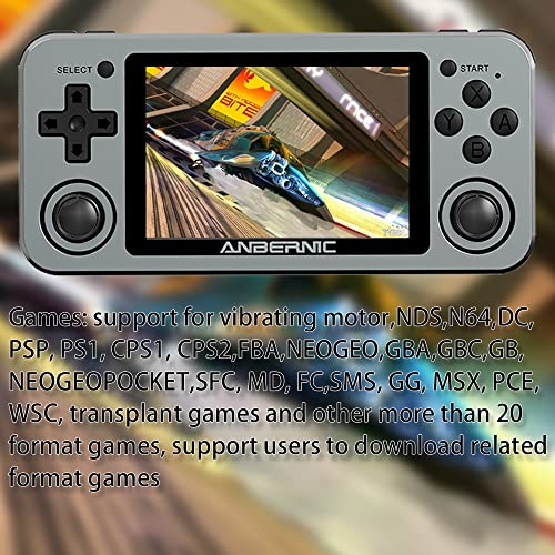 Diketigeey RG351M Handheld Game Console 3.5 Inch IPS Screen Open Source with 16 64G TF 2500 Games 64Bit PS1 PCE 6 Hours Battery Life Open Source System Game Player (Gray)