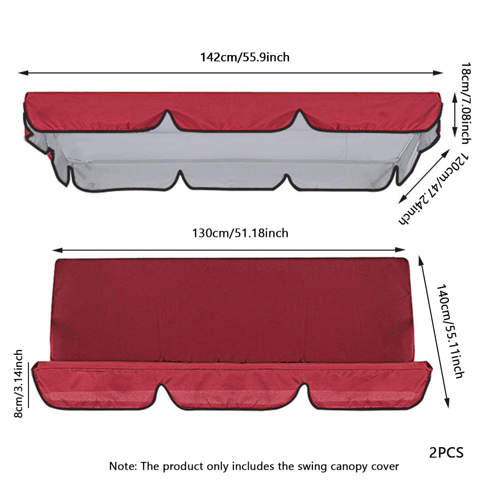 dsbdrki Garden Swing Canopy Replacement Waterproof Swing Seat Canopy Cover Heavy Duty Garden Swing Cover for Outdoor Porch Swings