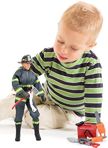 Click N' Play CNP30633 Search & Rescue Firefighter 12"" Action Figure Play Set with Accessories, 12 inches