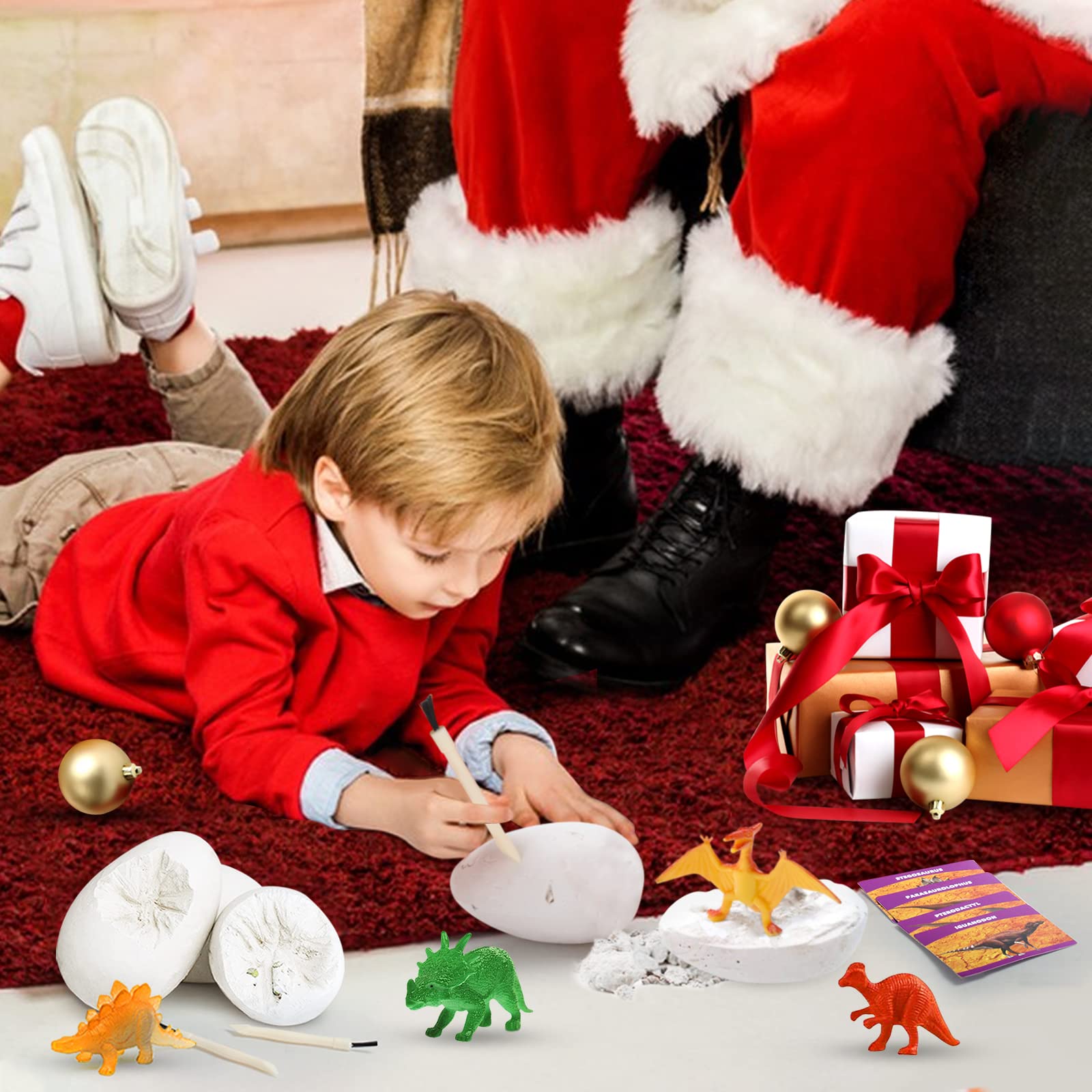 DOTSOG Easter Eggs Gifts for Kids,12 Pack Dino Eggs Dig Kit, Dinosaur Toys for Kids Open Unique Large Surprise Dinosaur Filled Eggs Archaeology Preschool Educational Science for Children & Adult.
