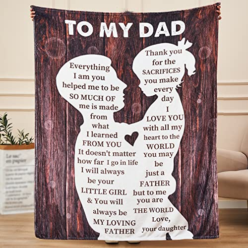 Dad Blanket from Daughter - Fathers Day Dad Gifts from Daughter Dad Happy Birthday Gift Ideas Cool Funny Thanksgiving Christmas Valentines Gifts for Daddy Stepfather Unique Throw Blankets (50x60 inch)