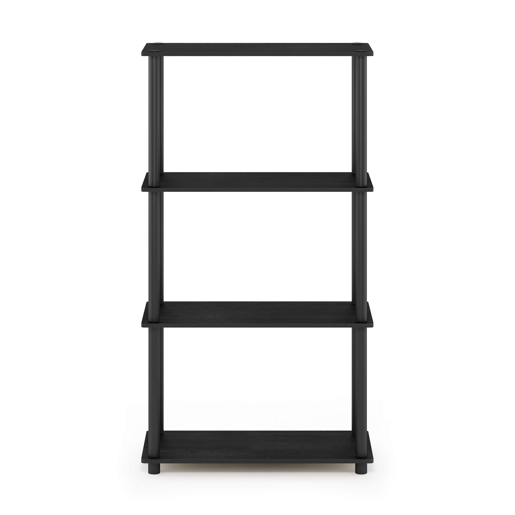 Furinno Turn-N-Tube 4-Tier Multipurpose Shelf Display Rack, Round Tubes, Americano/Black