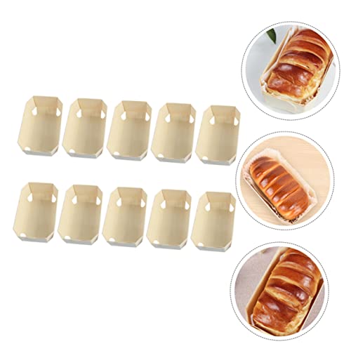 Cabilock 10pcs Wooden Toast Box Toaster Oven Pan Disposable Baking Pan Donut Mold Paper Bread Pan Baking Dishes for Oven Wood Loaf Pan Practical Toast Trays Non-stick Toast Plates Rectangle