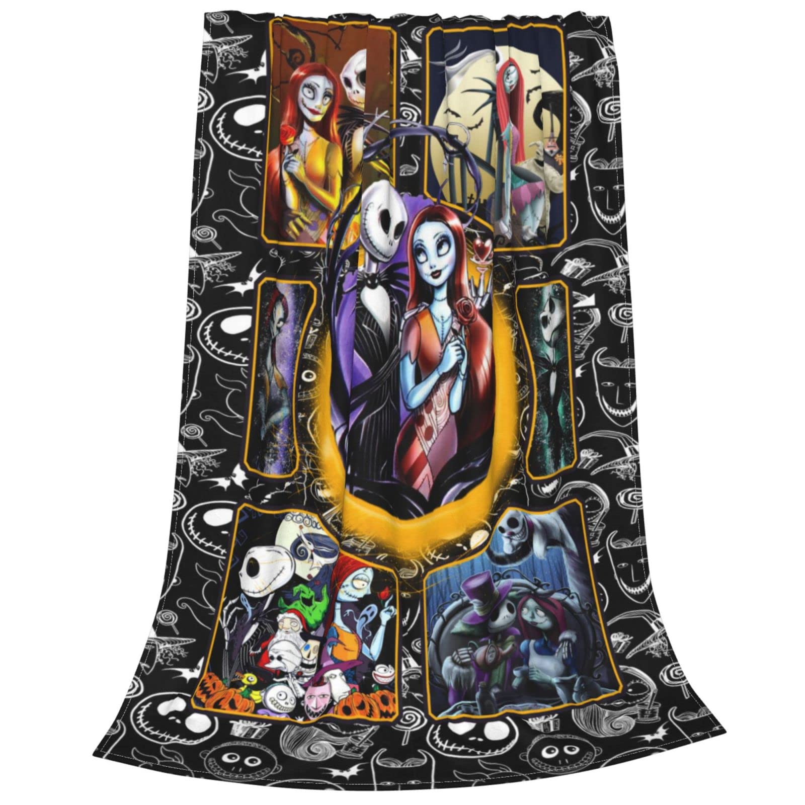 Ennankob Christmas Halloween Horror Throw Blankets Soft Warm Micro Fleece Blanket Novelty Home and Collectible Holidays Party All Seasons for Kids Aldults 50''X40'' Black 1