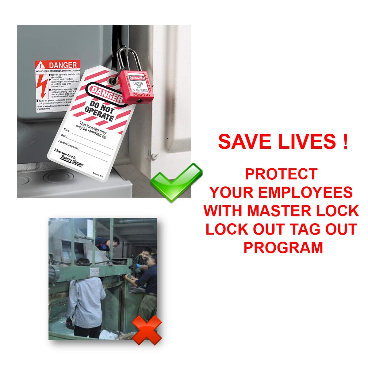 Master Lock 488 Lockout Tagout Electrical Plug Lockout, 220 - 550 Volts,Red