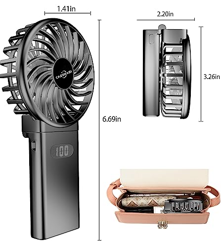 Handheld Fan Portable Rechargeable Fan Neck Hanging Fan Desktop USB Fan for Cooling And Heatstroke prevention (Led Power Display)