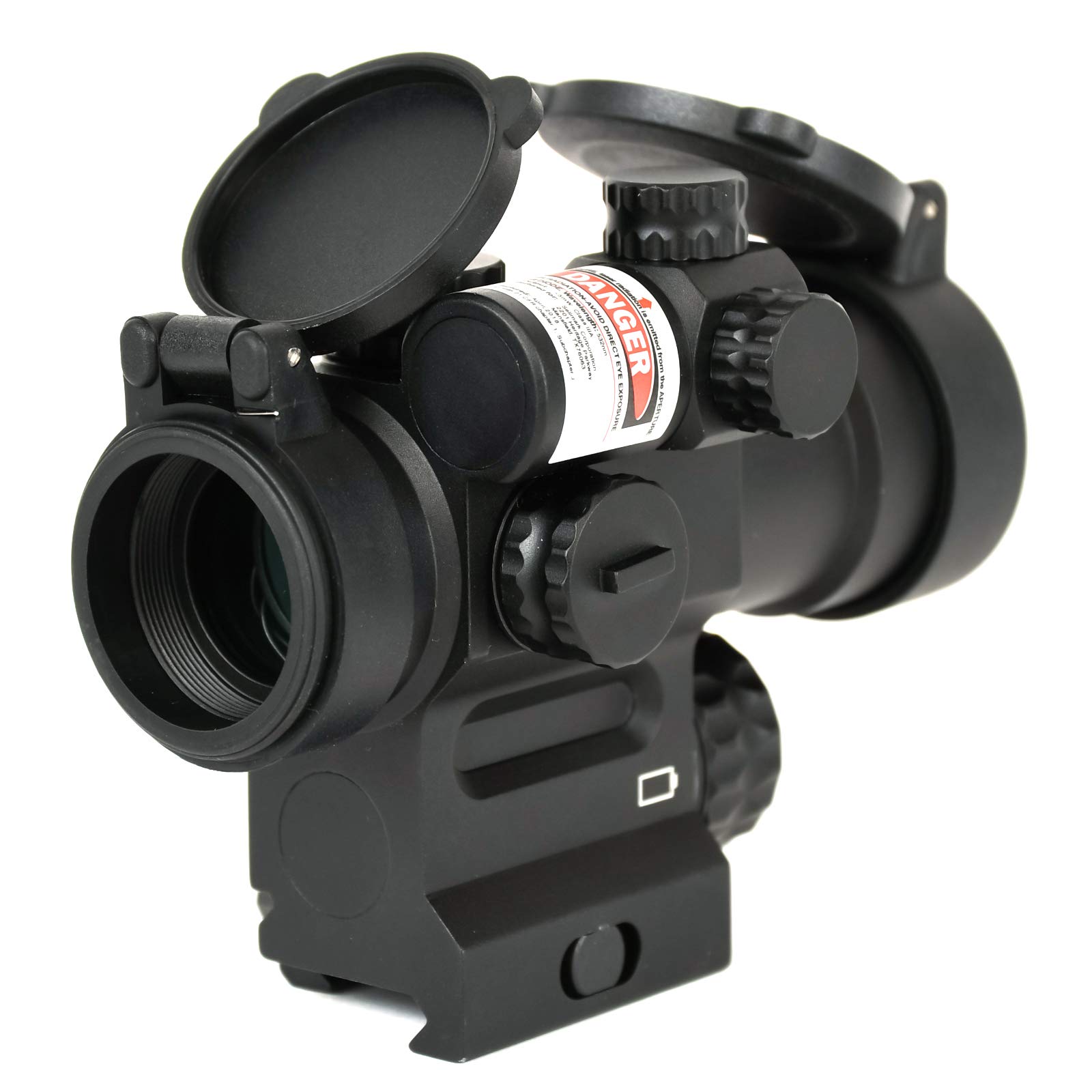 AT3 LEOS Red Dot Sight with Integrated Green Laser Sight - 2 MOA Red Dot Scope with Flip Up Lens Caps