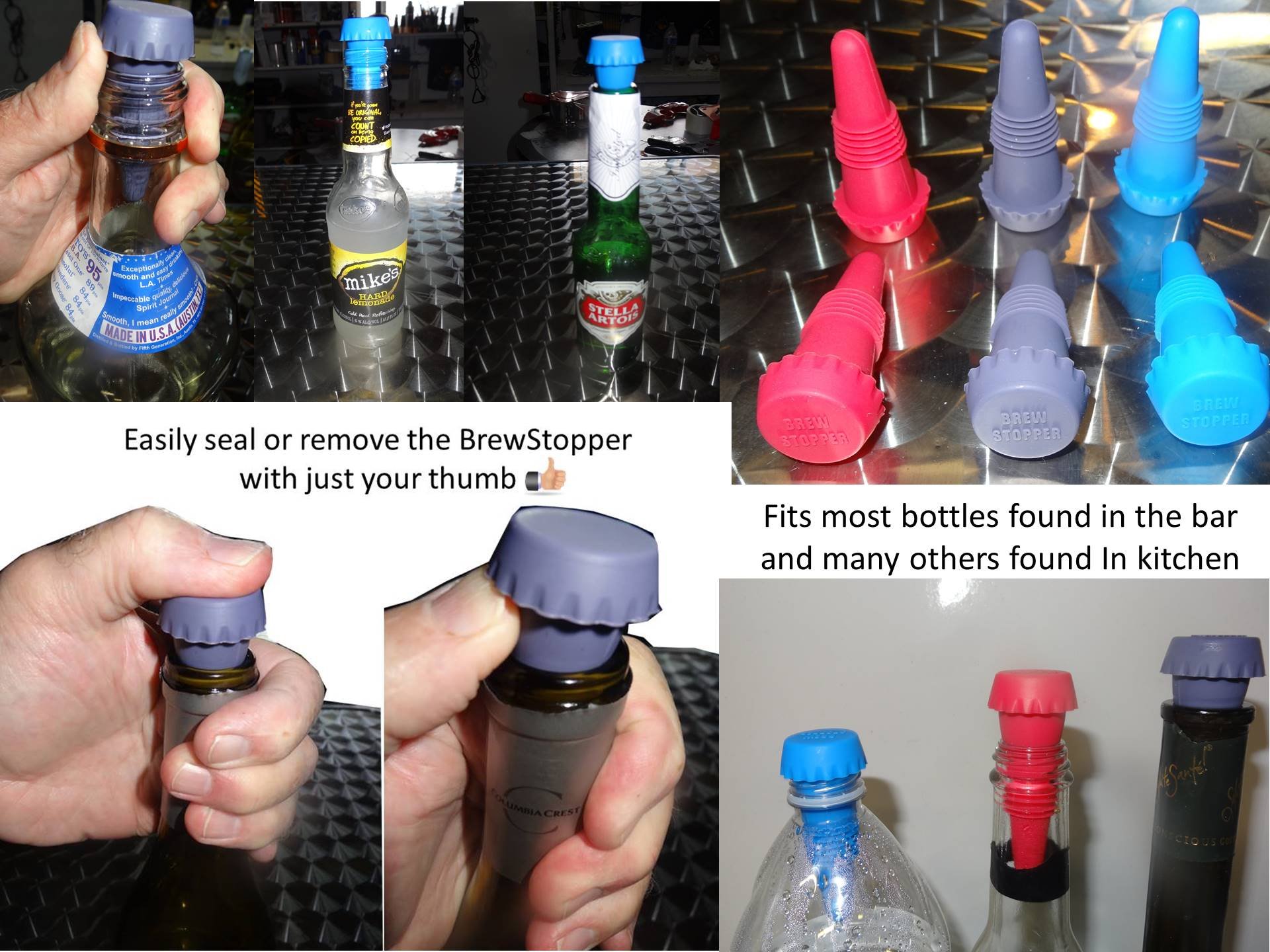 Brew Stopper 6 Pack Ideal Wine Stopper Beer Stopper Spirt Compare to Rabbit Wine Stopper champagne stopper Model: BStop6 (Home & Kitchen)