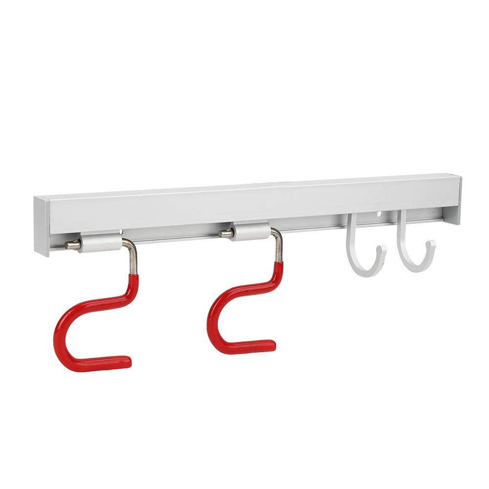 BORDSTRACT Mop Holder, S‑Shaped Mop Broom Storage Rack, Wall Mounted Mop Holder with Hooks for Home Toilet Bathroom(2 Hanger 2 Hook)