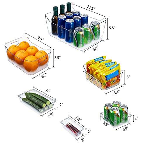 DWGuliho Refrigerator storage bin, Set of 9 Kitchen Storage Containers, Clear Fridge Organizer,Multi-use Clear storage bin for Cabinet, Bathroom, Vanity Room