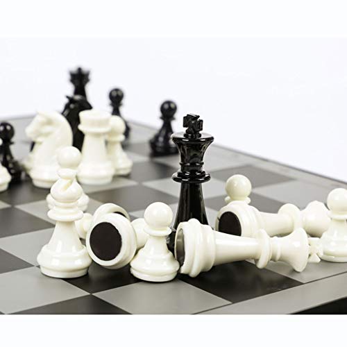 DWQ Standard Magnetic Chess Set Portable Foldable Chess Board Black and White International Chess,Puzzle Games for Adults Kid Beginners Professional Competition (Size : Small)