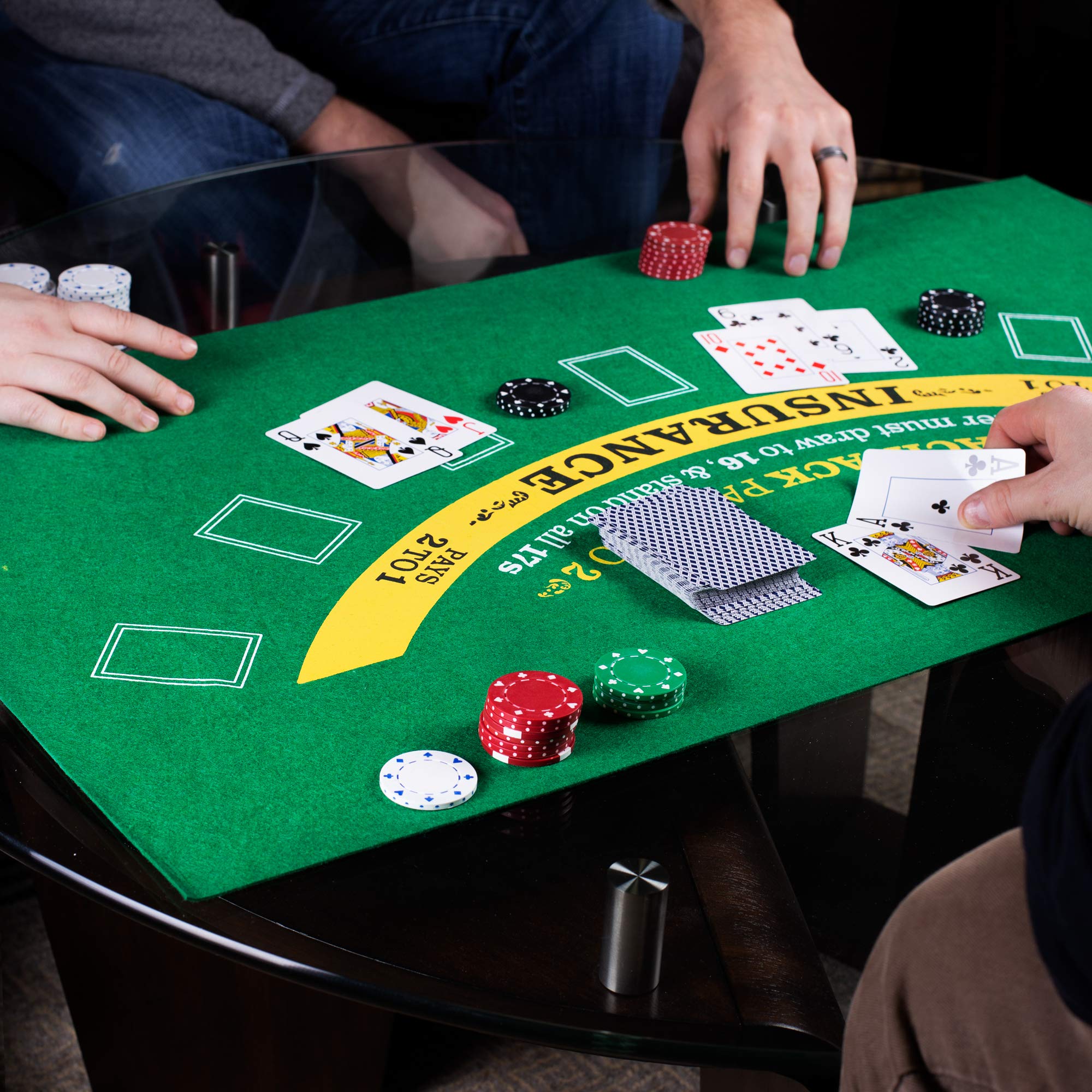 Double-Sided Poker Table & Blackjack Casino Mini Felt | Convenient, Space-Saving 36" x 18" Roll-up Casino Gambling Tabletop Mat | Smooth 2mm for Coffee Table Texas Hold 'Em & Blackjack Card Games