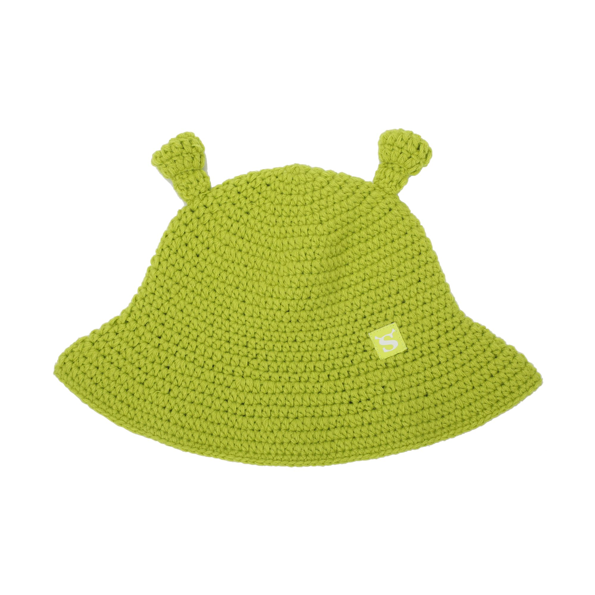 Bioworld Shrek Ogre-Inspired Green Crochet Bucket Hat with 3D Ogre Ears