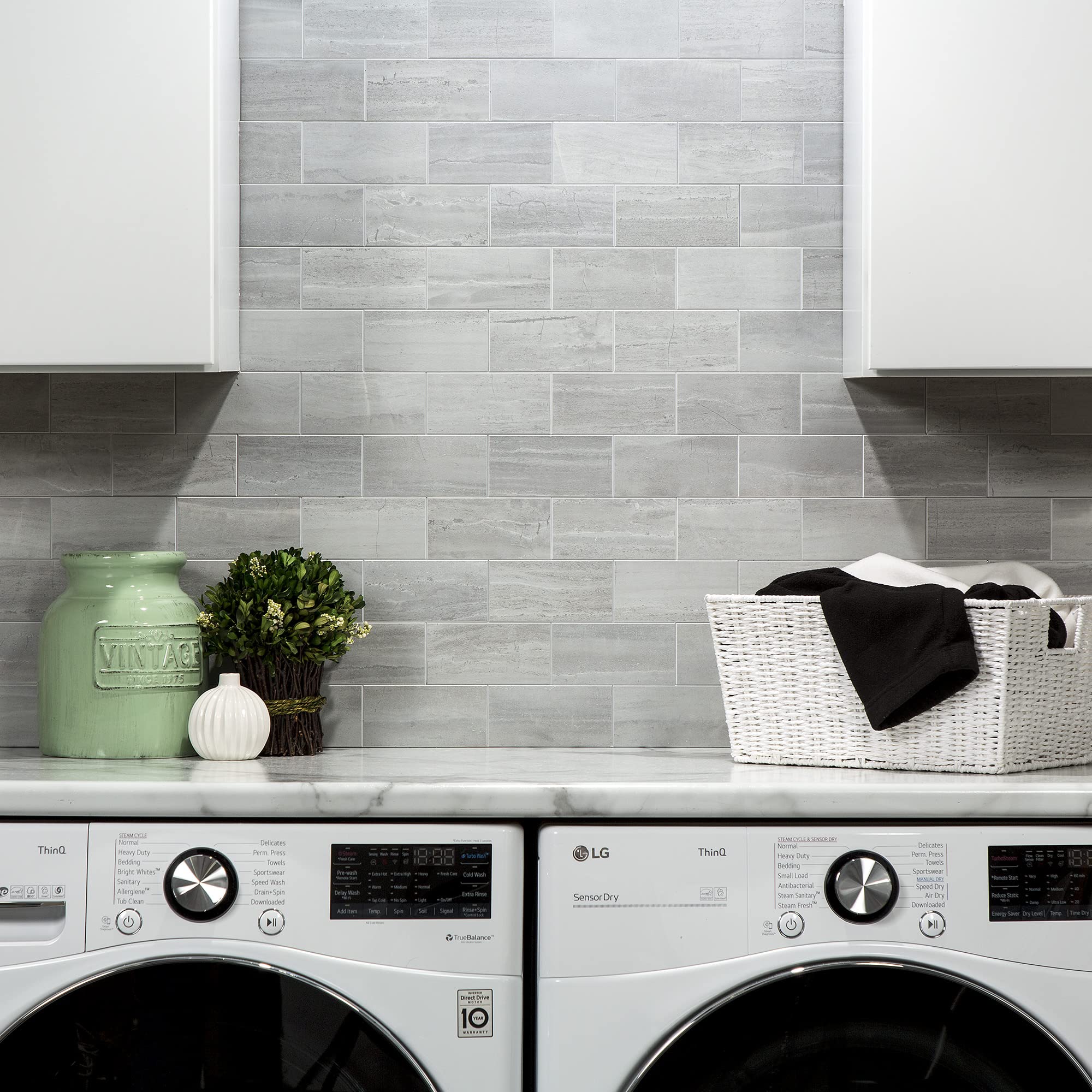 Aspect Peel and Stick Collage Tile in Gray Subway (5-Pack)