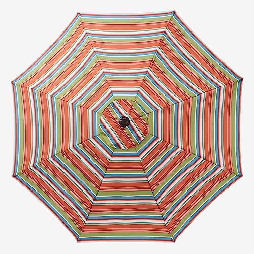 BrylaneHome 9' Tilt-And-Crank Umbrella 9 Foot Heavy Duty Fade-Resistant Tilting Shade, Covert Breeze Multicolored