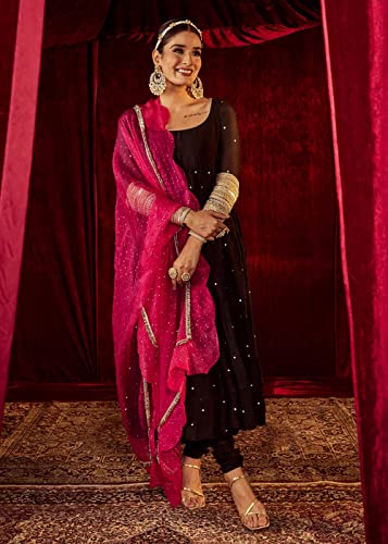 Elina fashion Indian Kurti for Womens With Pant & Dupatta | Ethnic Readymade Kurtis Stitched Kurta For Women Black
