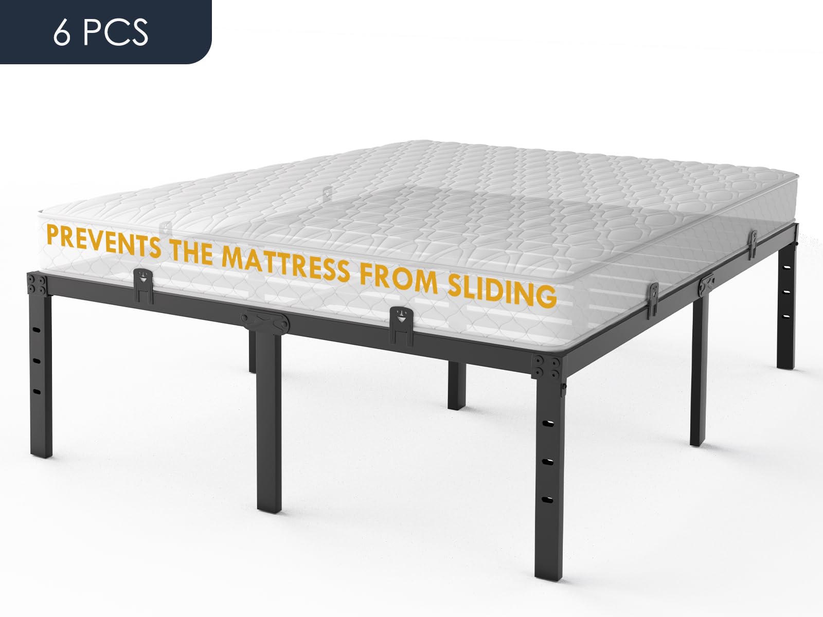 YORMDMO Non-Slip Mattress-Gaskets, 6 PCS, Mattress-Slide-Stopper, Non Slip Mattress Gripper, Mattress-Holder for Bed Frame, Easy to Install & Wide Adaptability, Black