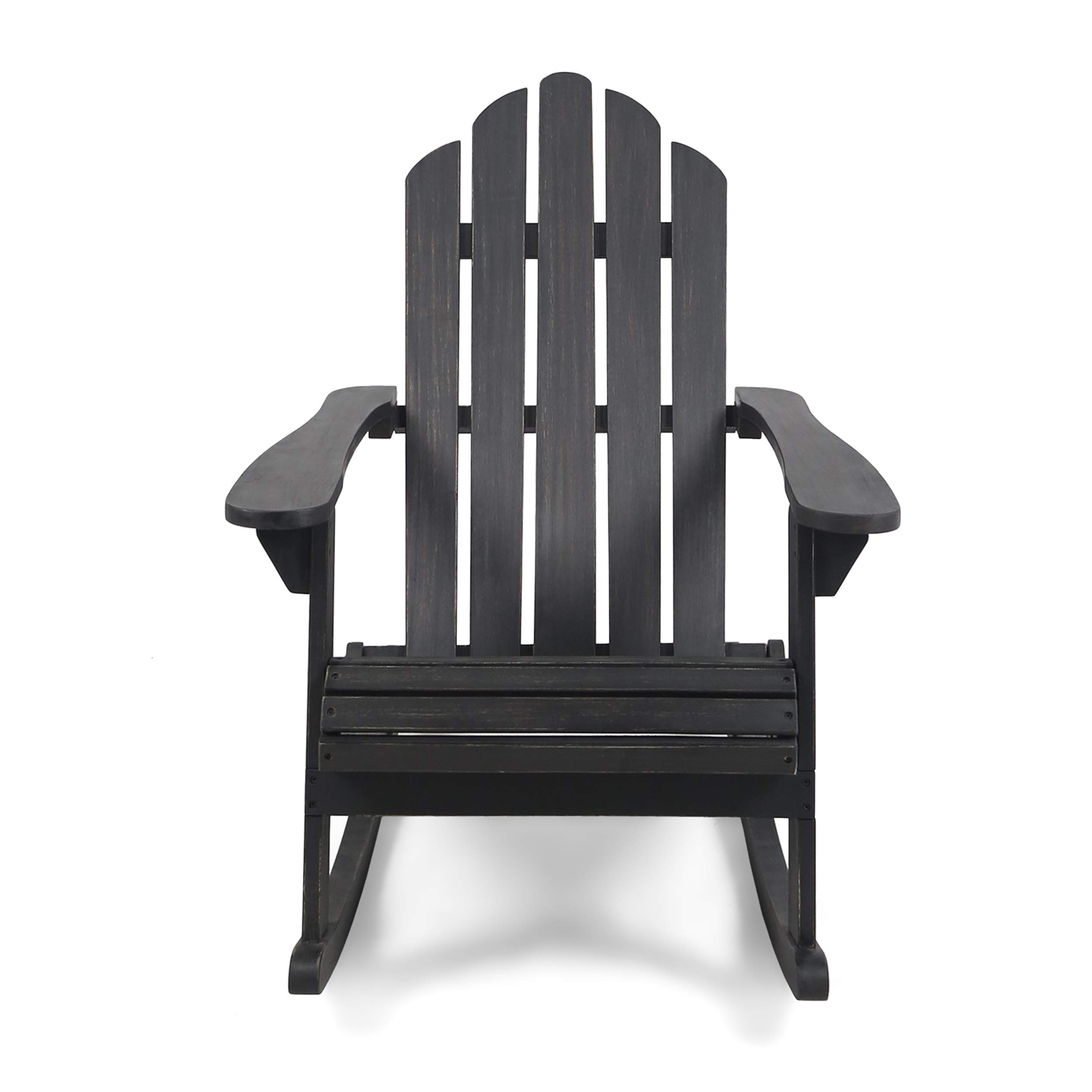Christopher Knight Home Cara Outdoor Adirondack Acacia Wood Rocking Chair, Dark Gray Finish