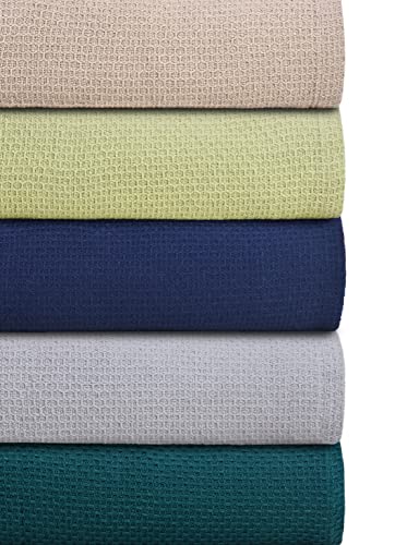 BOUTIQUO 100% Cotton Bed Blanket, Breathable Thermal Blanket Full - Queen Size, Soft Honeycomb Waffle Blanket 90"x90", Cotton Bed Blanket, Perfect for Layering Any Bed for All Season, White