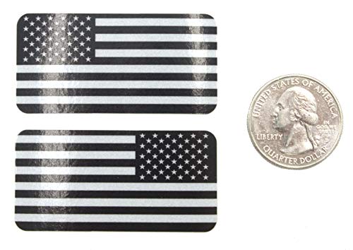 Black Ops Reflective USA Flag Hard Hat Stickers - Engineer Grade - 1" x 2" - Qty 2 - Made in The USA