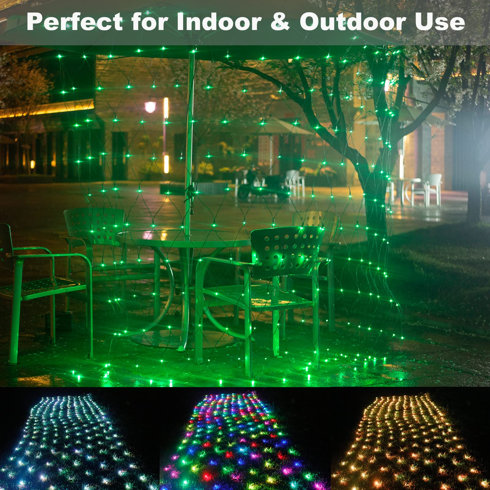 OYCBUZO 300 LED Green Net Lights Outdoor Decor, 14.8ft x 5ft Green Mesh Lights String Lights, 8 Modes Fairy Lights Waterproof for Bushes Yard Garden Wedding Holiday Party
