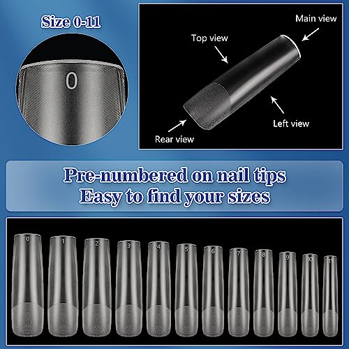 Clear Square Nail Tips, Gel Nail Tips for Acrylic Nails Professional,240PCS XL Nail Tips Full Matte Full Cover Straight Square Nail Tips, Slightly C Curve French Nail Tips Use for Nail Extension